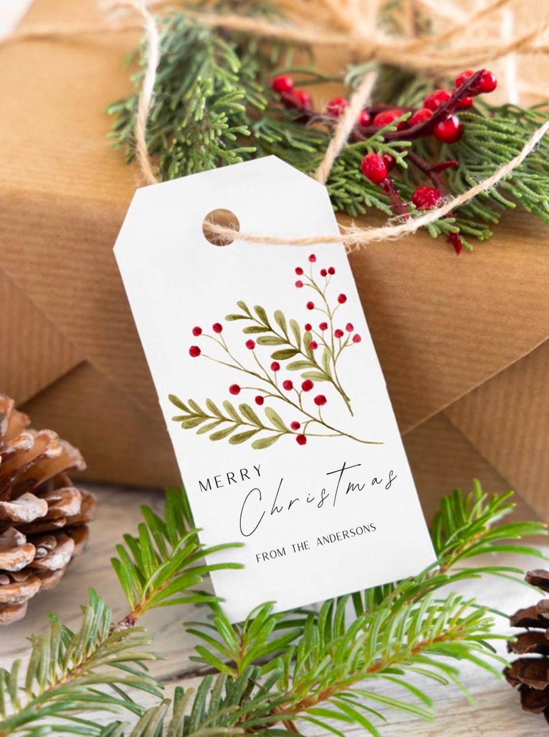 Custom Christmas Gift Tag Printable Digital Download Christmas Wreath ...