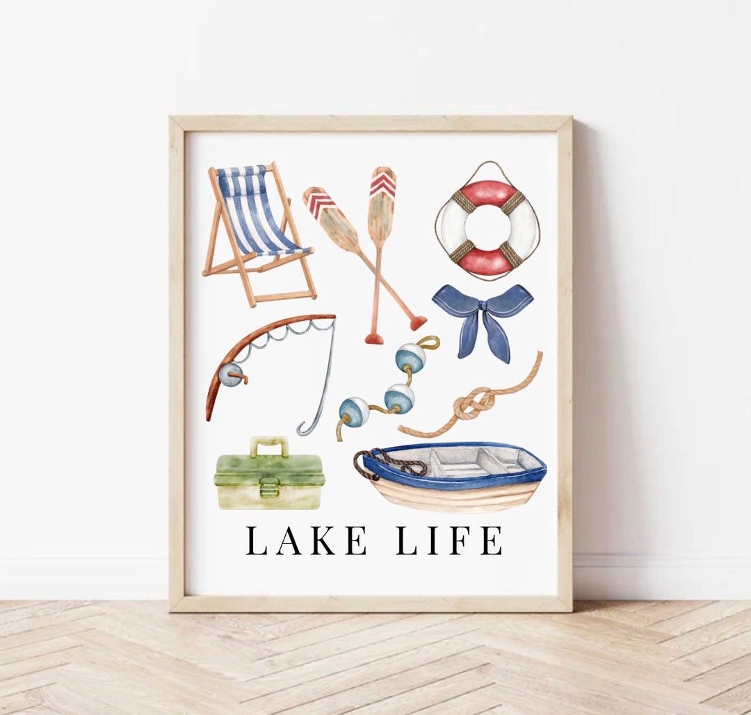 Lake Life Wall Art | Printable Wall Art | Watercolor Lake Print ...