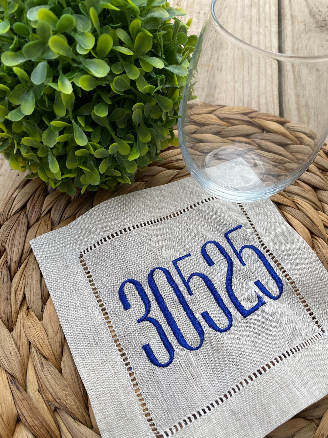 Custom Local Area Cocktail Napkin Embroidered Linen Personalized ...