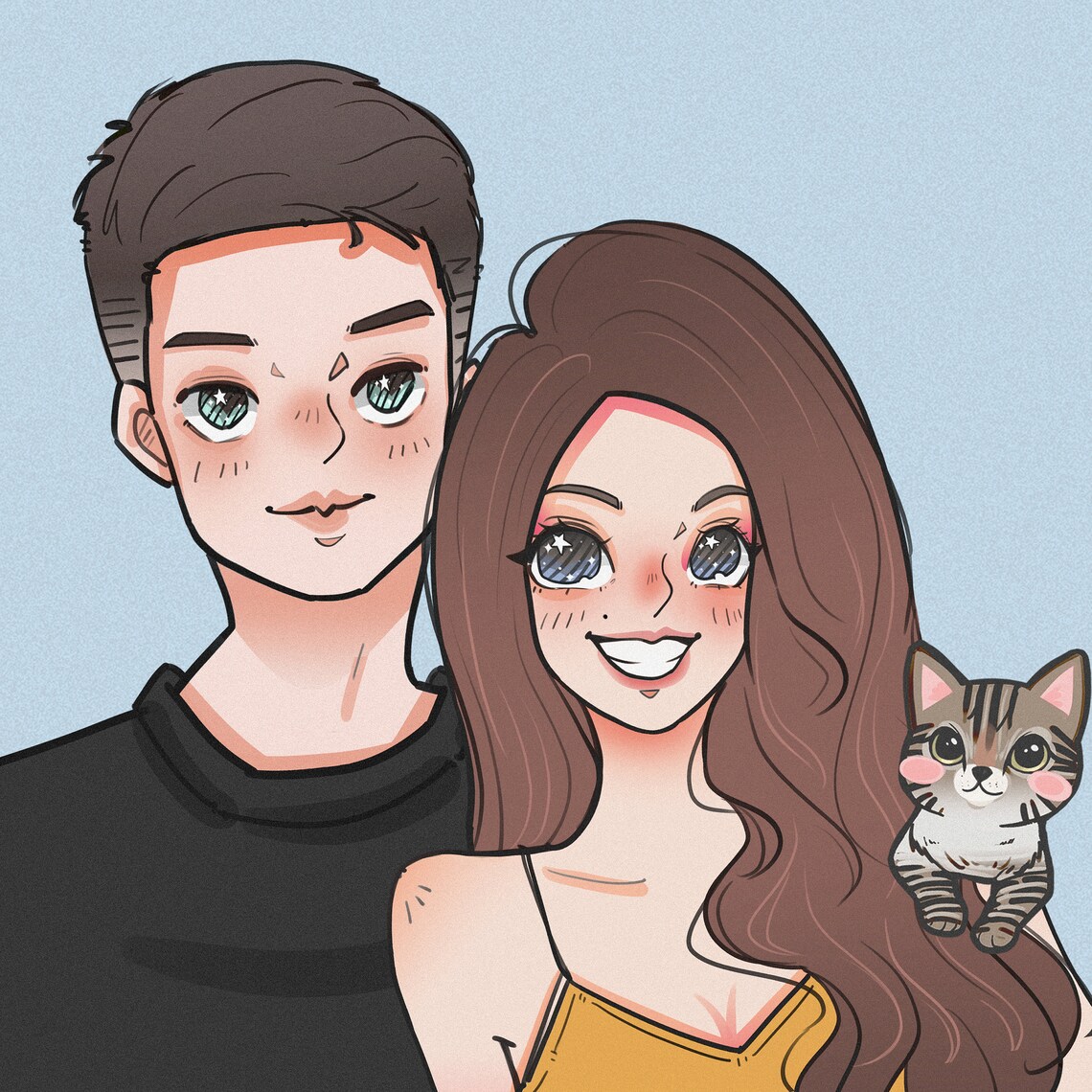 Custom Cute Cartoon Portrait Cute Anime Portrait | Etsy