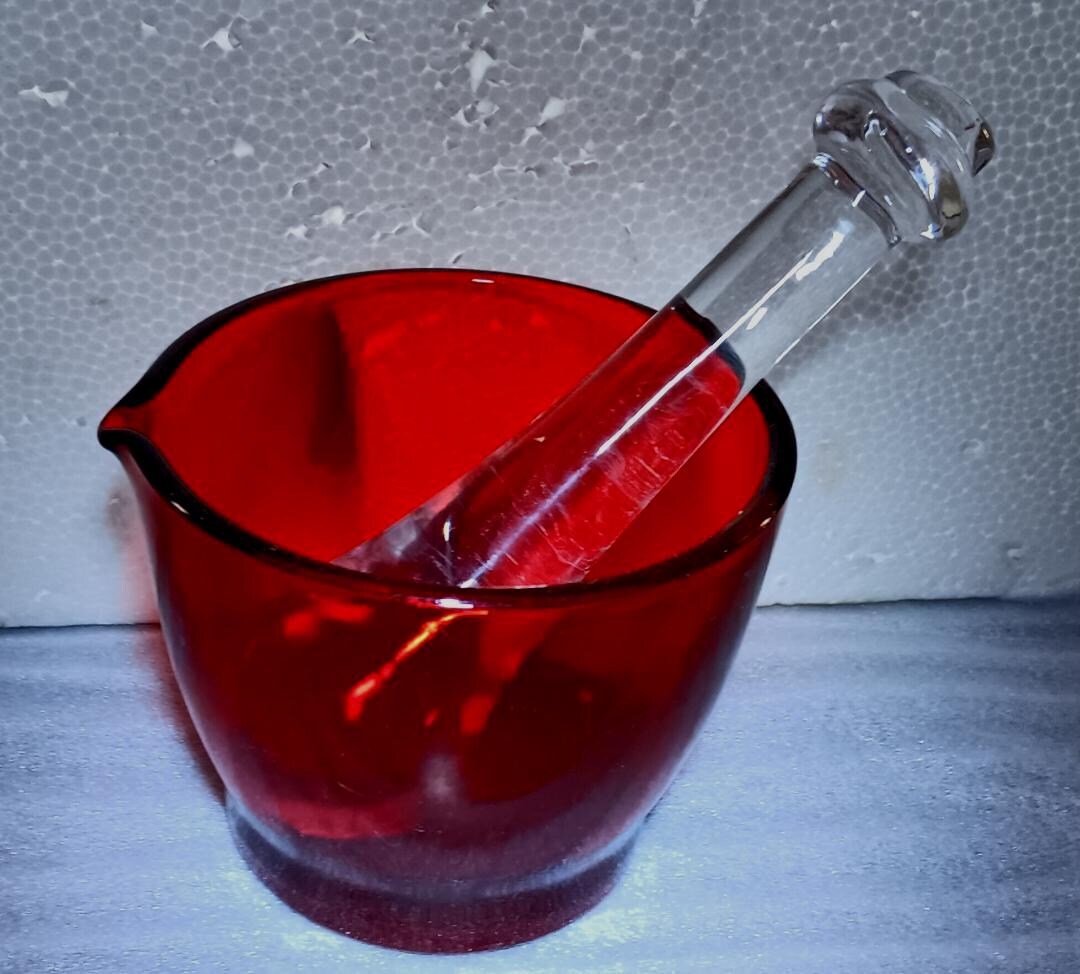Mortar and Pestle Red Heavy Glass Cabin Home Office Desk Table ...