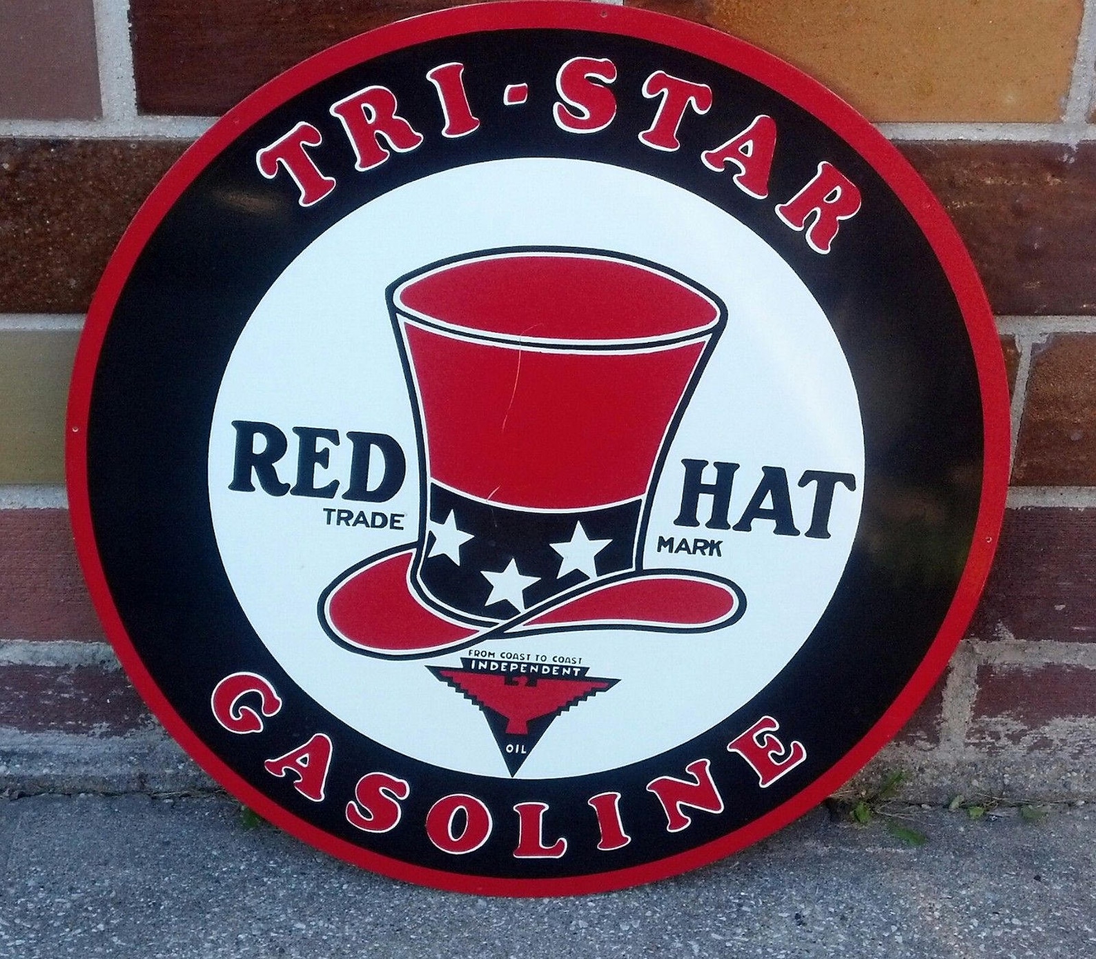 Red Hat Tri-star Gasoline Sign 25.5 Cabin Lodge Man Cave - Etsy