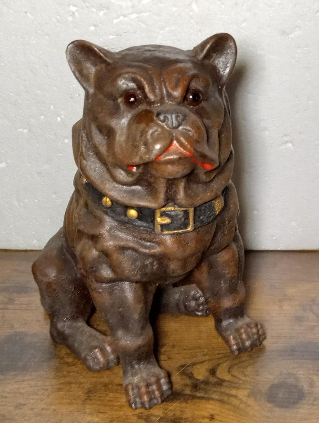 Bull Dog Bank Sitting Cast Iron Collectible Home Den Porch Garage Farm ...