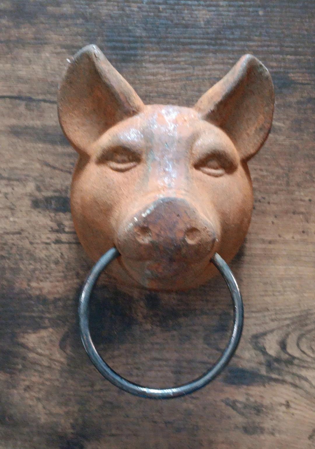 Pig Head With Ring Cast Iron Home Office Shelf Decor - Etsy