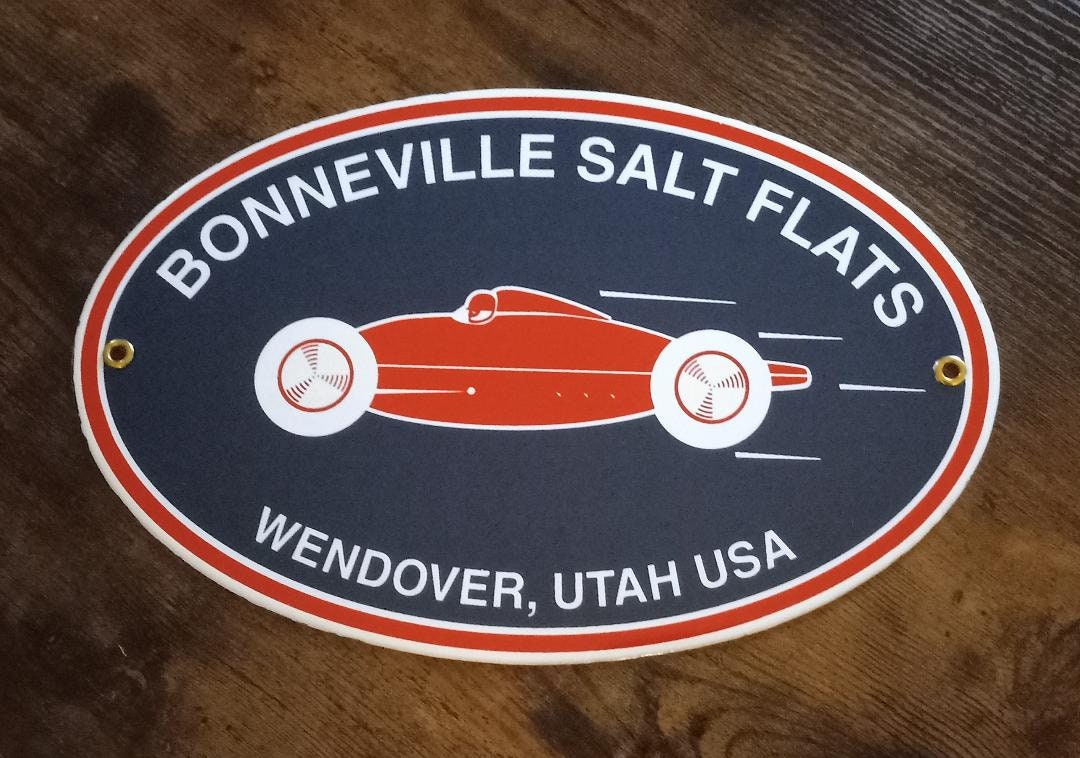 Bonneville Salt Flats Porcelain Sign Shop Home Office Garage Wall Decor ...