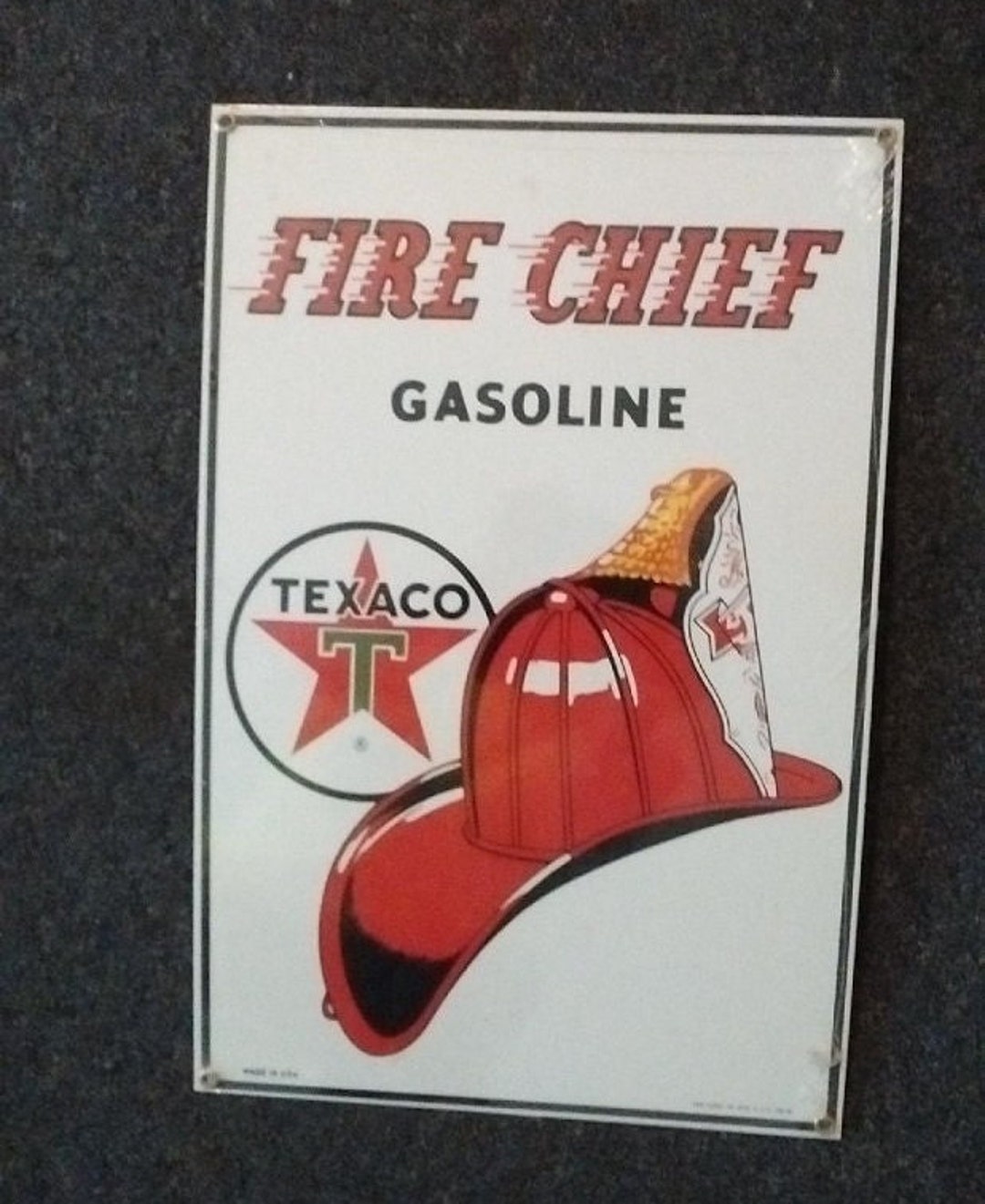 Texaco Fire Chief Metal Pump Face Sign Ande Rooney Office Garage Shop ...