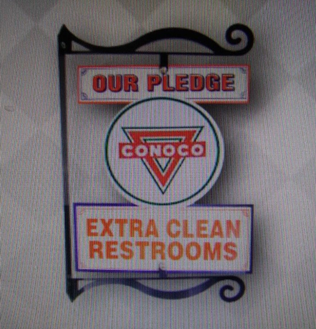 Conoco Clean Restrooms Double Sided Flange Sign Cabin Home Shop Farm ...
