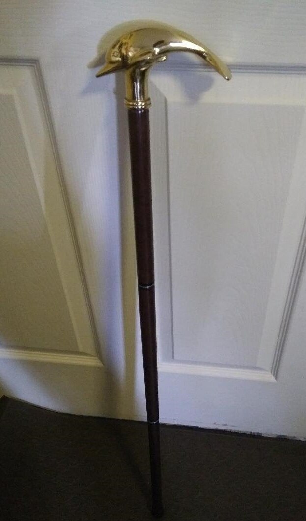 Brass Dolphin Cane Walking Stick Decor | Etsy
