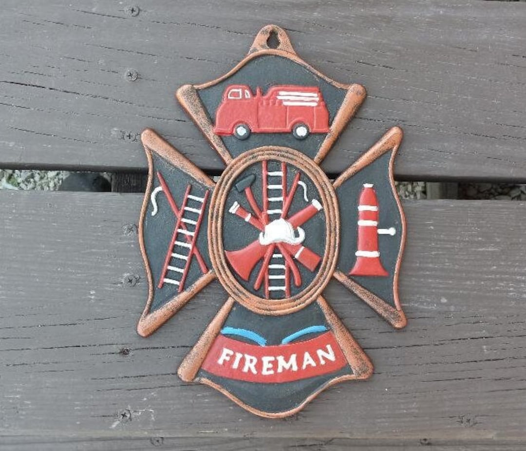 Fireman Cast Iron Sign Plaque Rescue Wall Decor - Etsy