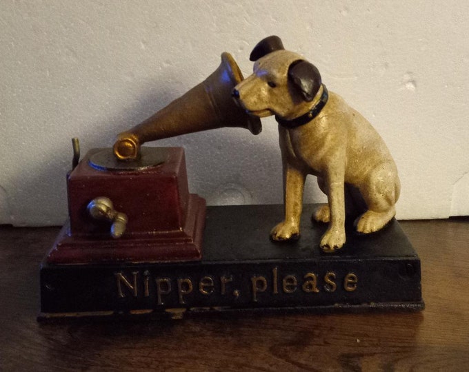 Nipper RCA Dog Musical Bank Cast Iron Heavy Home Garage Shop ...