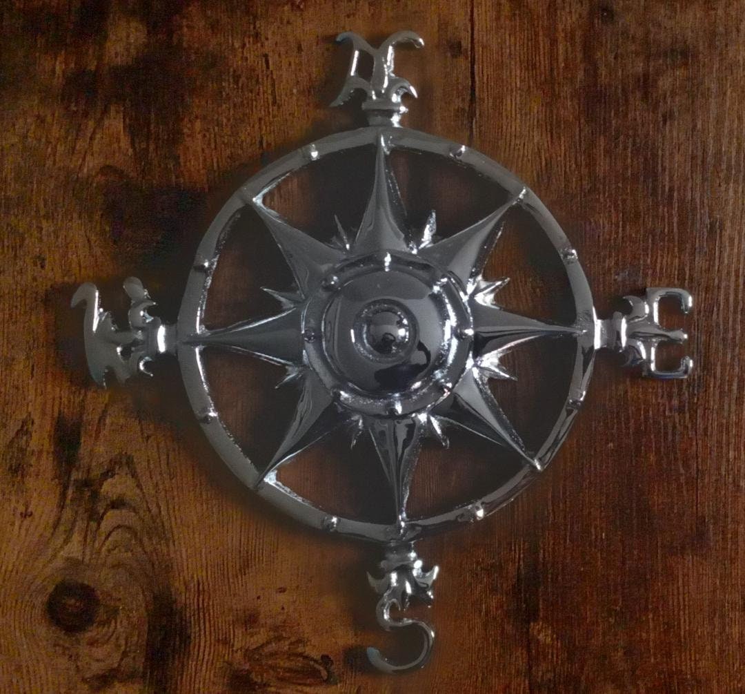 Rose Compass Silver Aluminum 12 Inch Home Office Collectible - Etsy