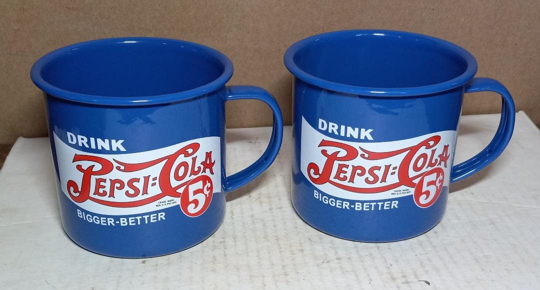 Pepsi Cola Mugs Metal PAIR Home Office Shop Decor - Etsy