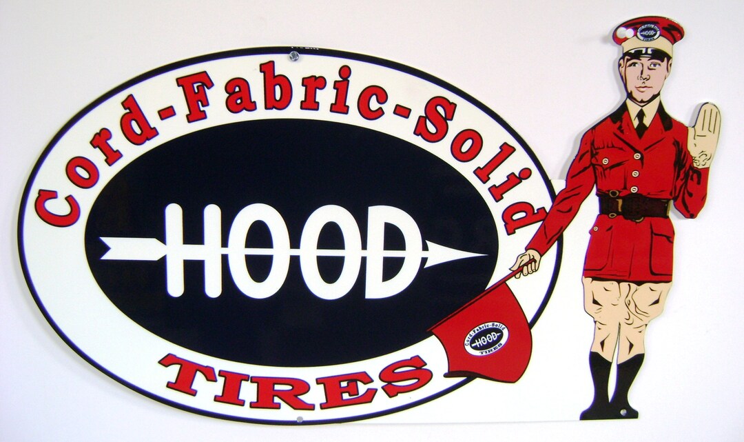 Hood Tires Oval Die-cut Heavy Metal Sign Single Sided Gas - Etsy
