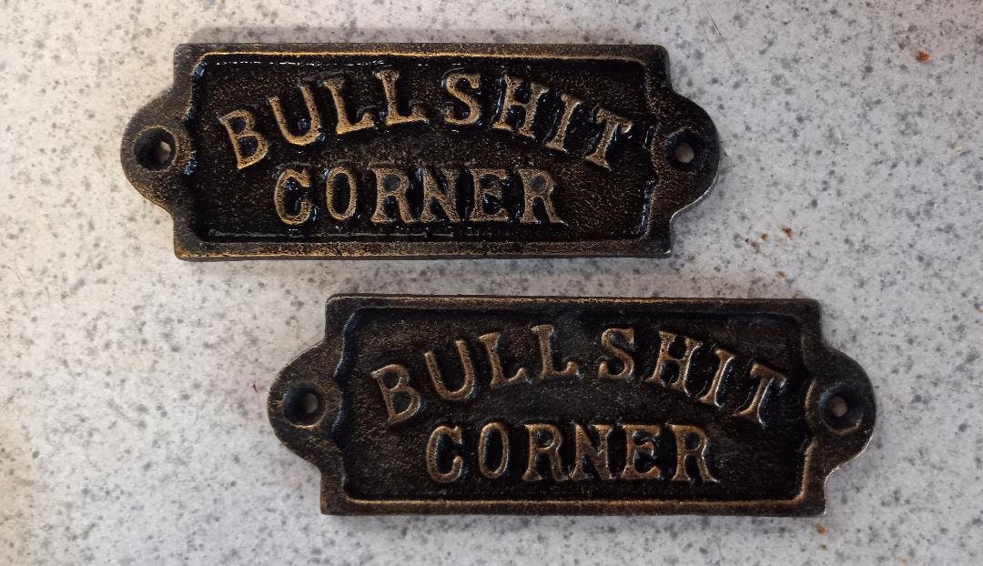 BS CORNER Signs Cast Iron Pair Home Collectible Shop - Etsy