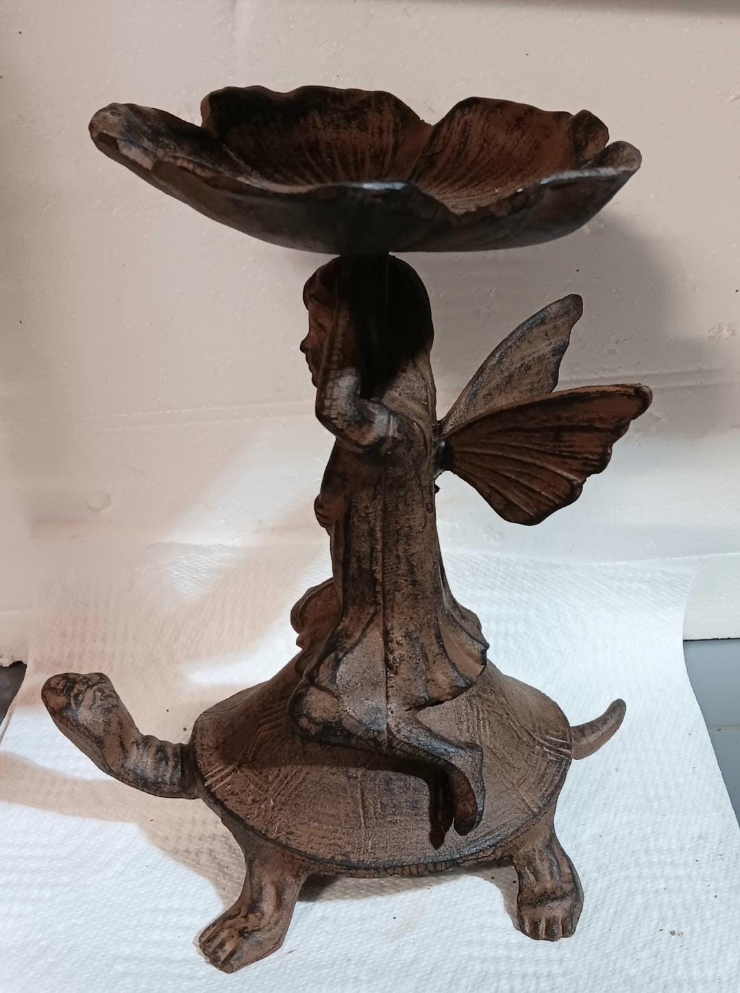 Bird Bath Feeder Fairy Turtle Cast Iron 10 Inch Gift Home Yard Decor - Etsy