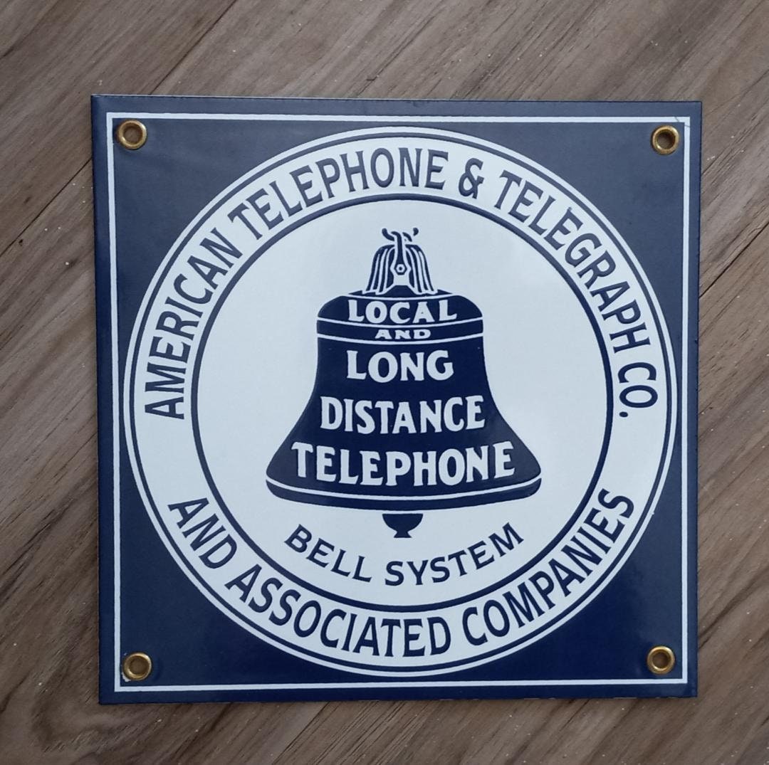 Telephone Company Bell Porcelain Sign Building Home Office Garage Shop ...