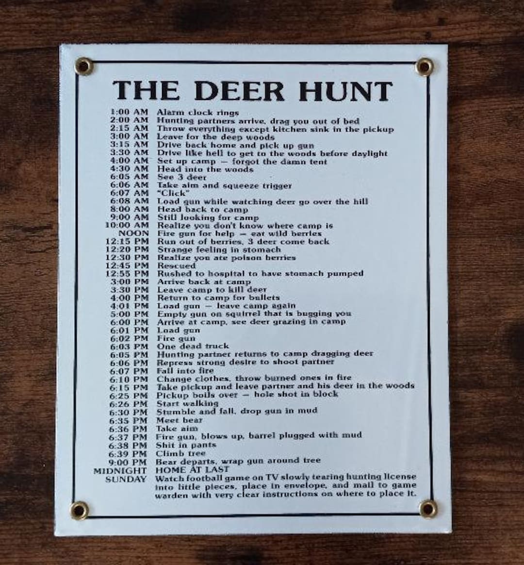 Deer Hunt Porcelain Sign Home Office Garage Shop Wall Decor - Etsy