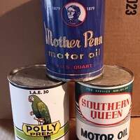 Large 5 Reproduction Vintage Oil Tin Cans Display Props Gas Station ...