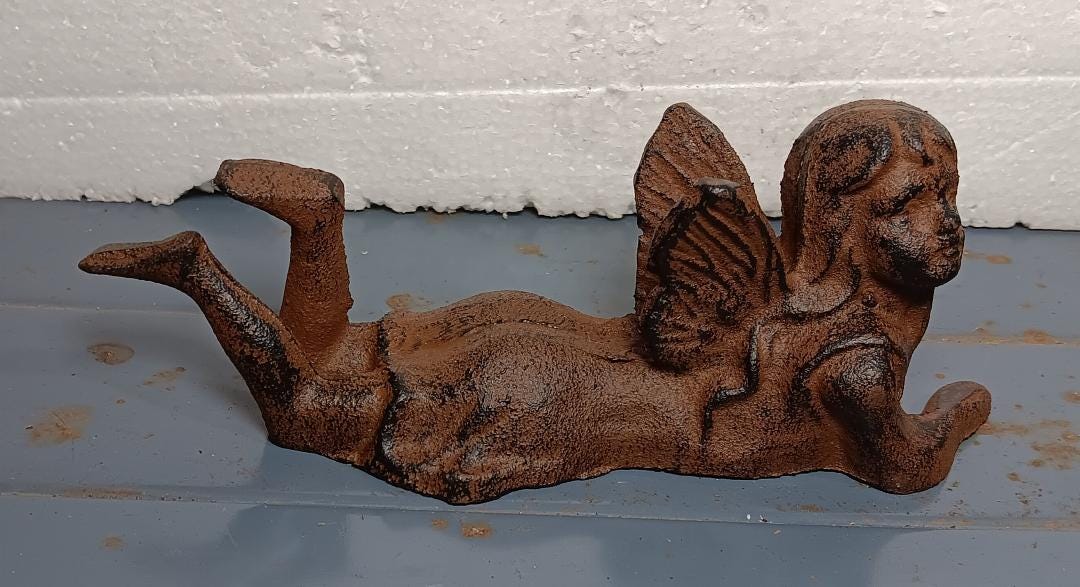Angel Cast Iron Laying Gift Home Office Decor - Etsy