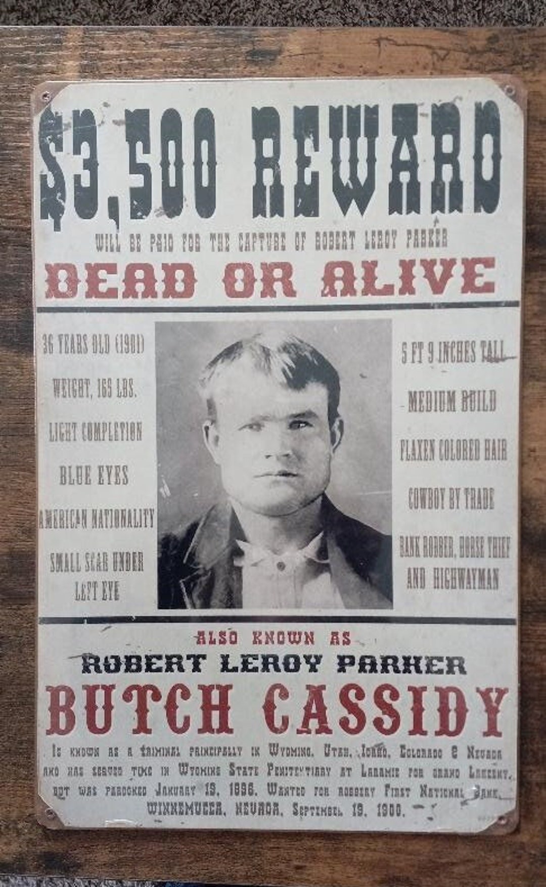 Butch Cassidy Heavy Metal Sign Gift Bar Home Office - Etsy