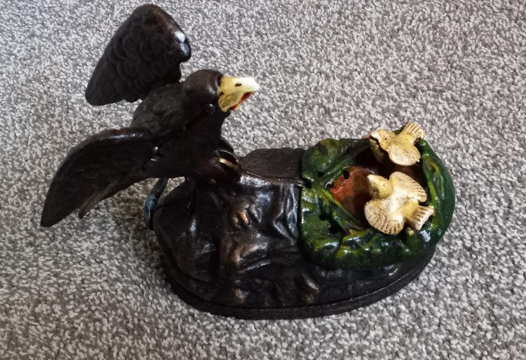 Eagle Feeding Eaglets Cast Iron Mechanical Bank Home Gift Shop Decor - Etsy