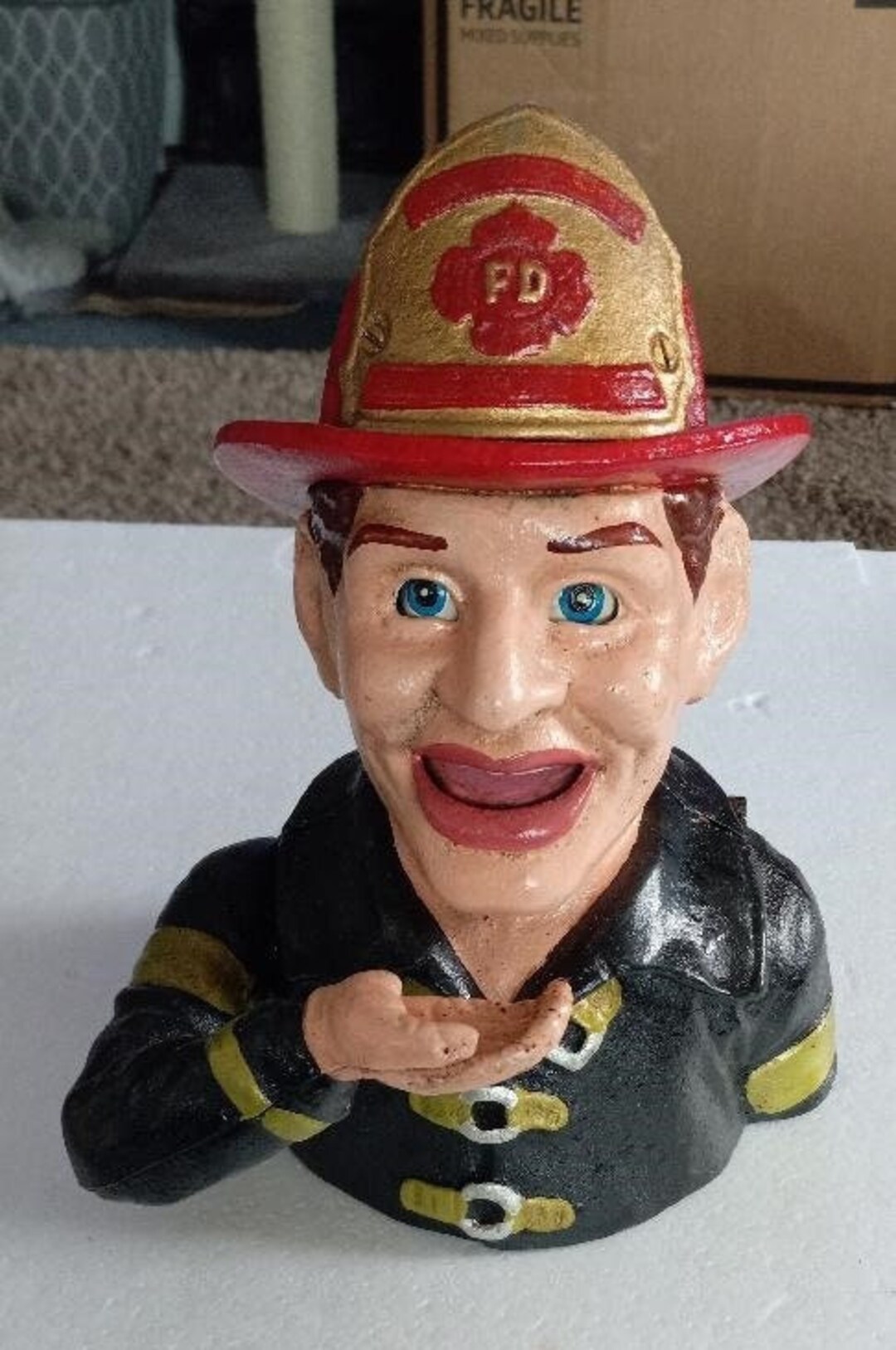 Fireman Firefighter Mechanical Bank Office Gift Home Collectible - Etsy