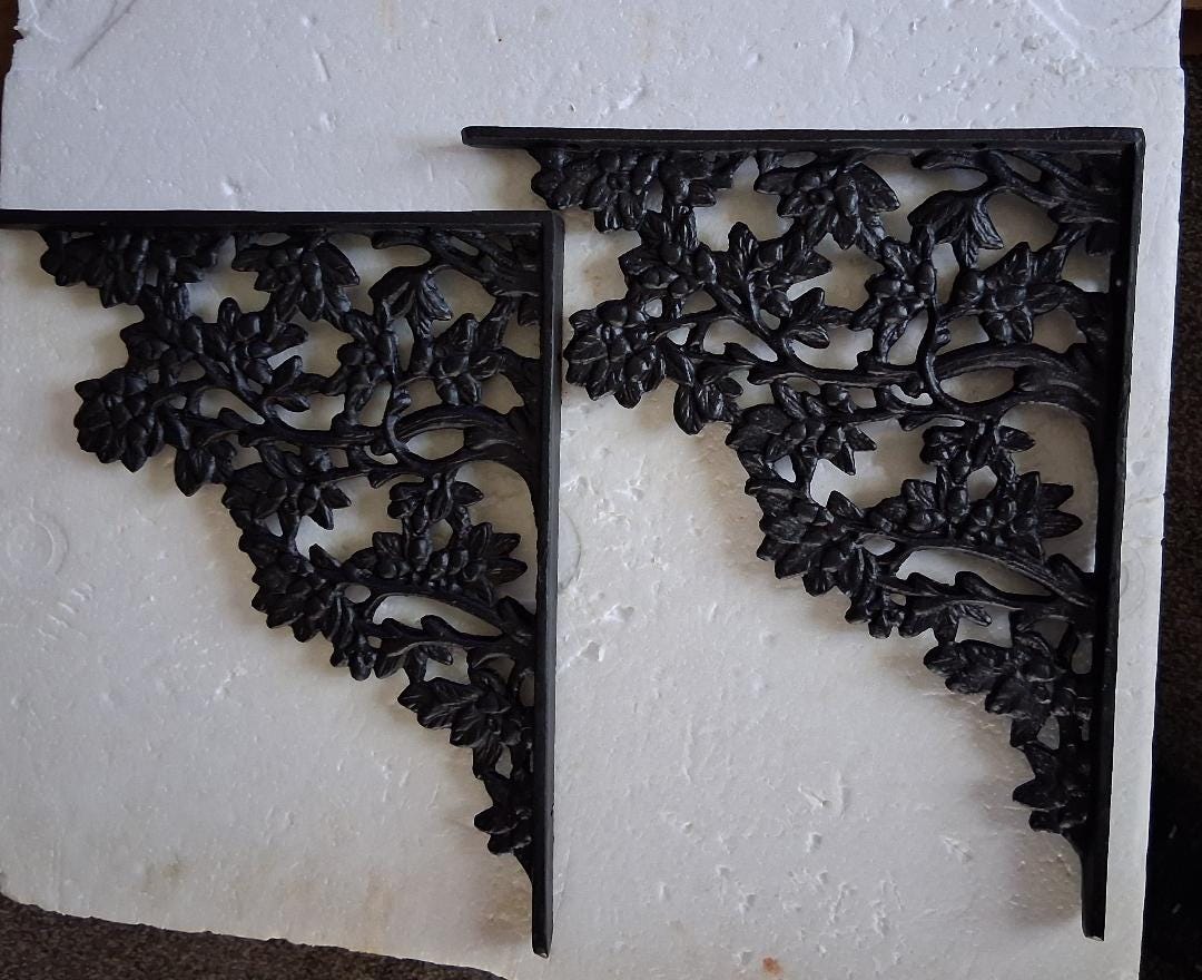 Shelf Brackets Floral Leaves Cast Iron Home Office Gift Decor - Etsy