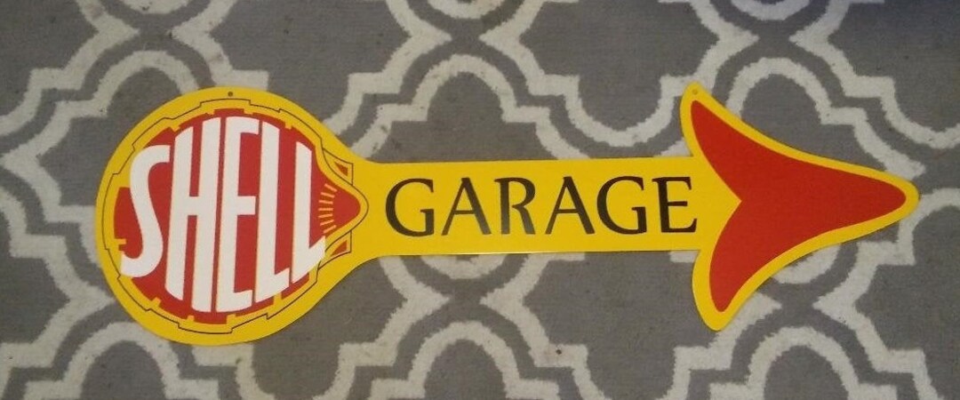 Shell Garage Arrow Heavy Metal Sign 36 Inch Cabin Home Garage Shop Farm ...