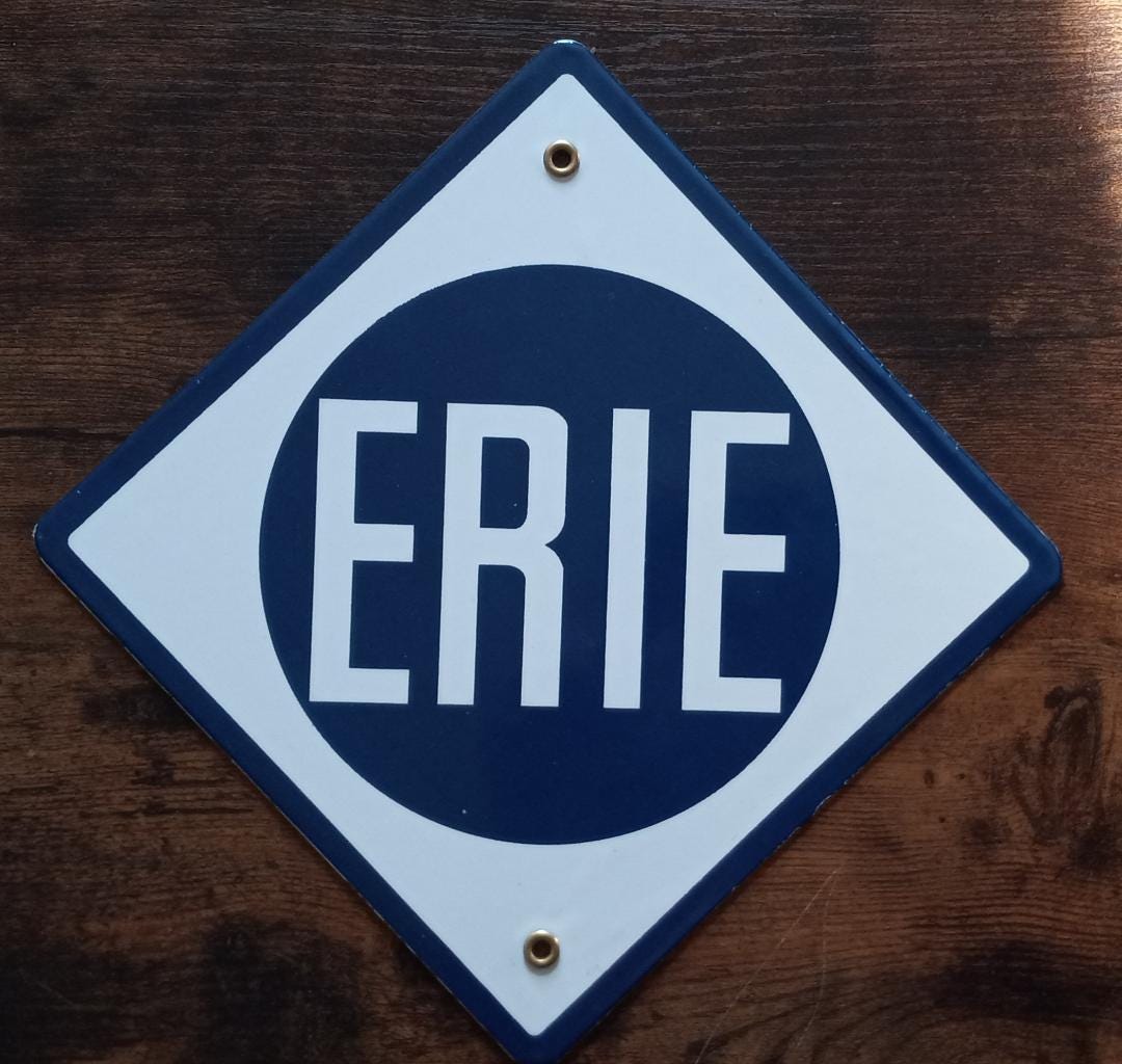 Erie Porcelain Sign RR Railroad Home Office Garage Shop Farm Decor - Etsy