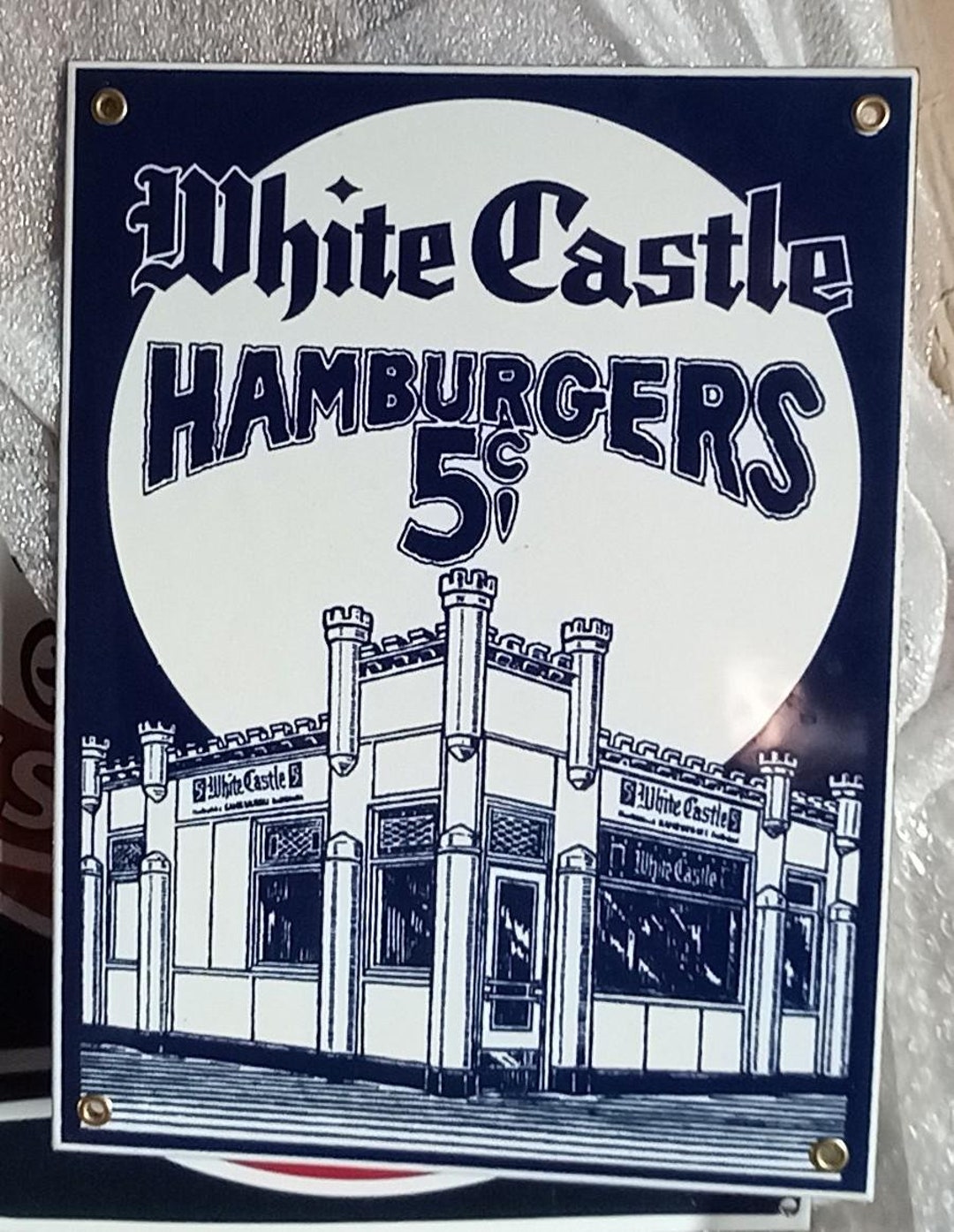 White Castle Hamburgers Porcelain Sign Home Office Garage Shop Bar ...