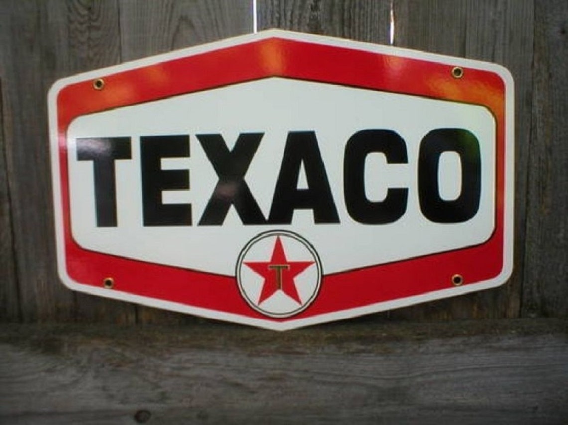 Texaco Metal Sign Heavy Hexagon Shape Metal Cabin Home Shop - Etsy