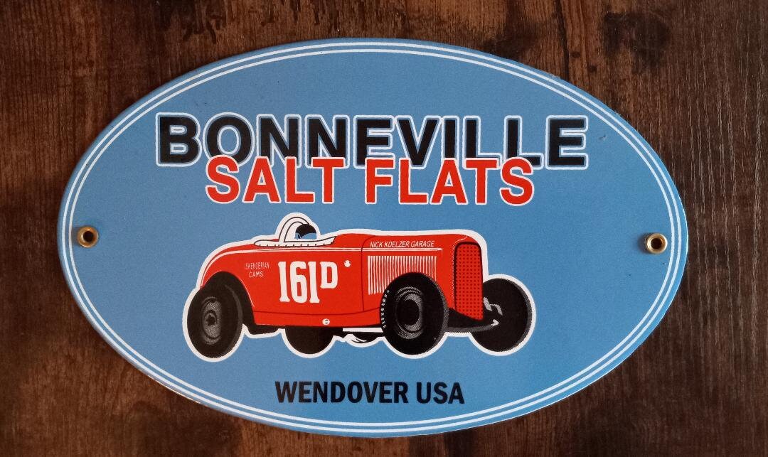 Bonneville Salt Flats Porcelain Sign Home Office Garage Shop Wall Decor ...