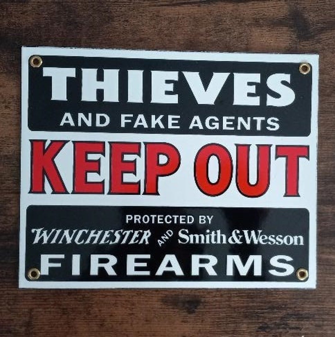 Keep Out Thieves Porcelain Sign Protected Home Garage Shop Decor - Etsy