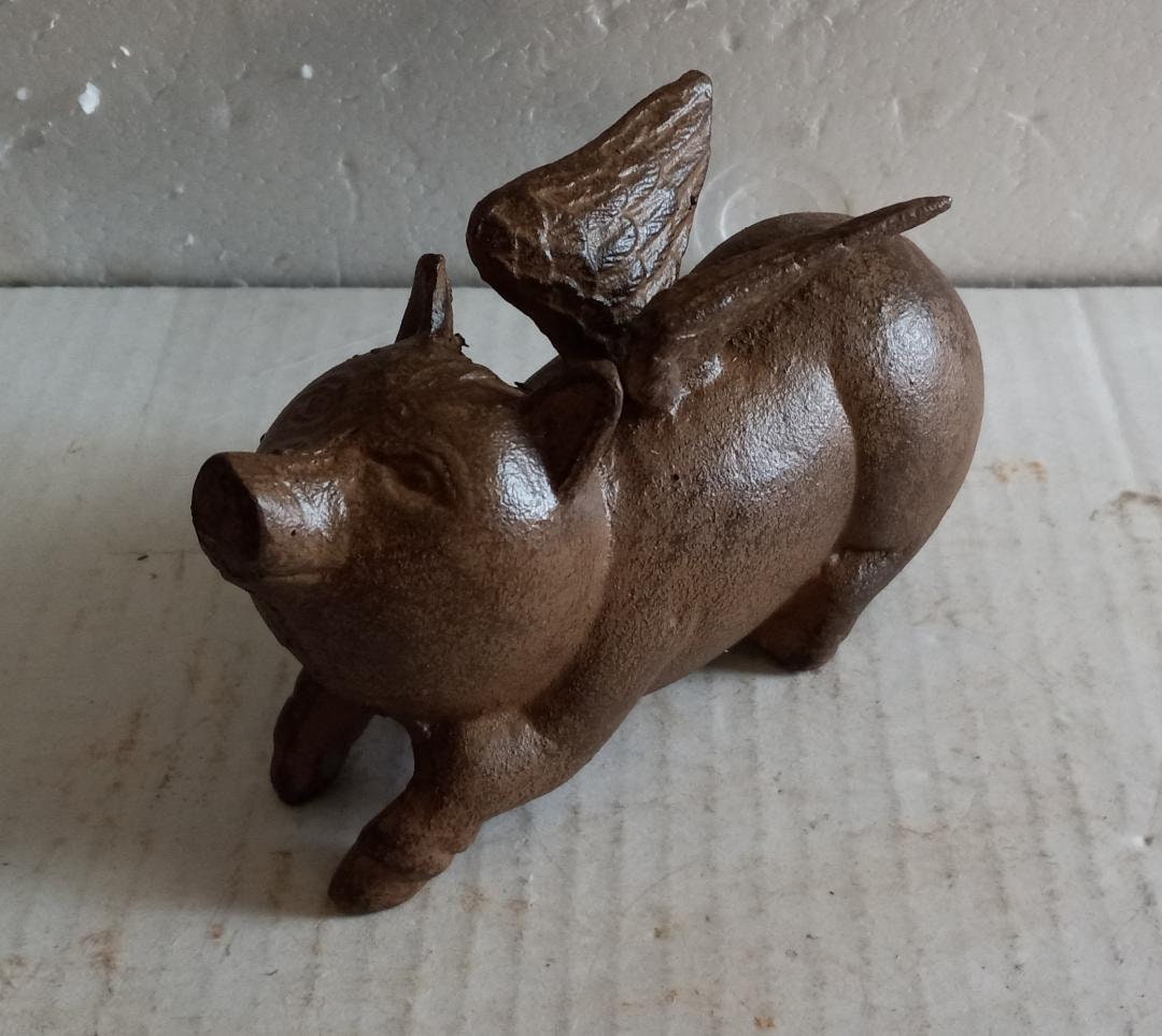 Pig With Wings Cast Iron Home Office Shelf Decor - Etsy