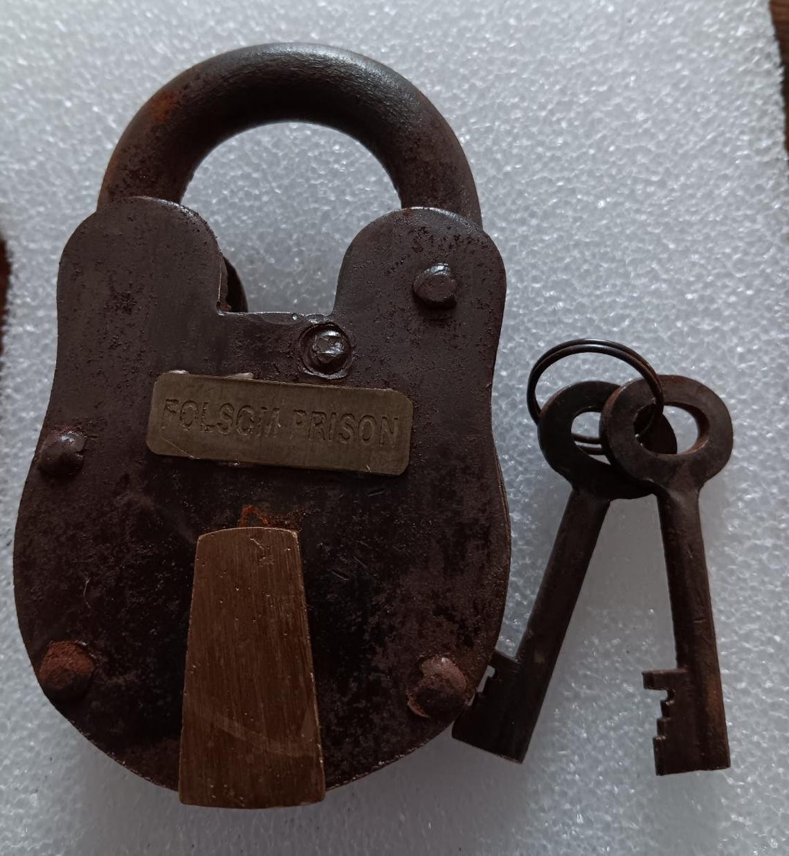 Folsom Padlock Heavy Brass Plate Lock Keys Cabin Home Gift Decor - Etsy