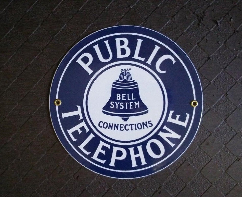 Public Telephone Porcelain Sign Bell System Home Office Garage - Etsy