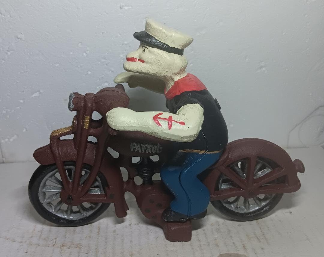 Popeye on Motorcycle Cast Iron Office Gift Home Collectible - Etsy