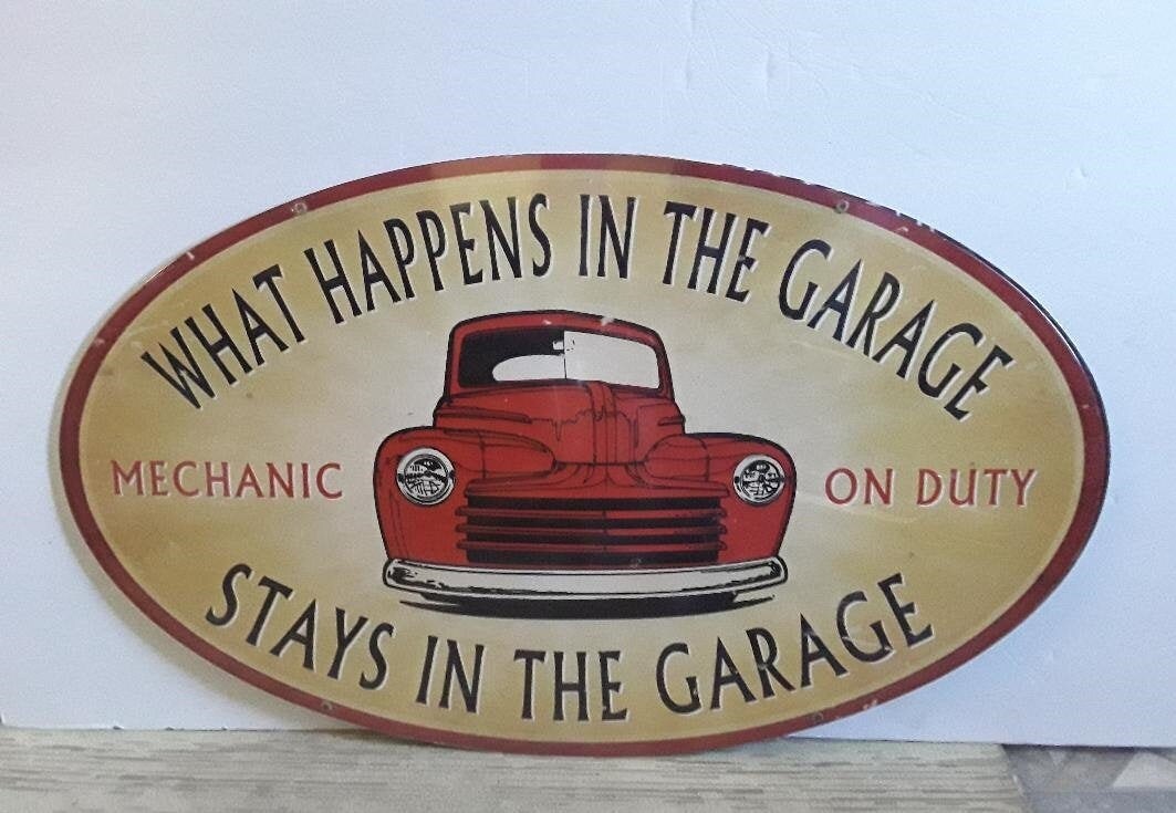What Happens in Garage Heavy Sign Single Sided Large Airplane | Etsy