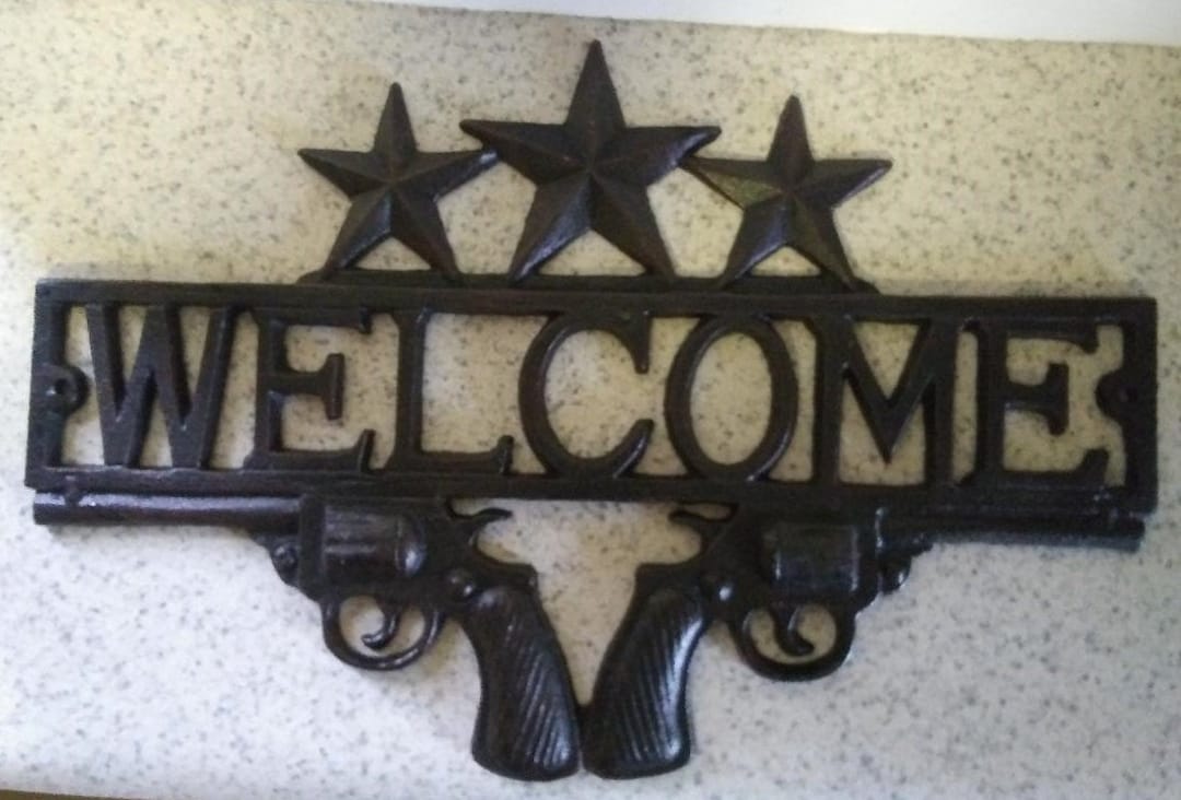 Welcome Guns Stars Sign Cast Iron Home Garage Shop Office - Etsy