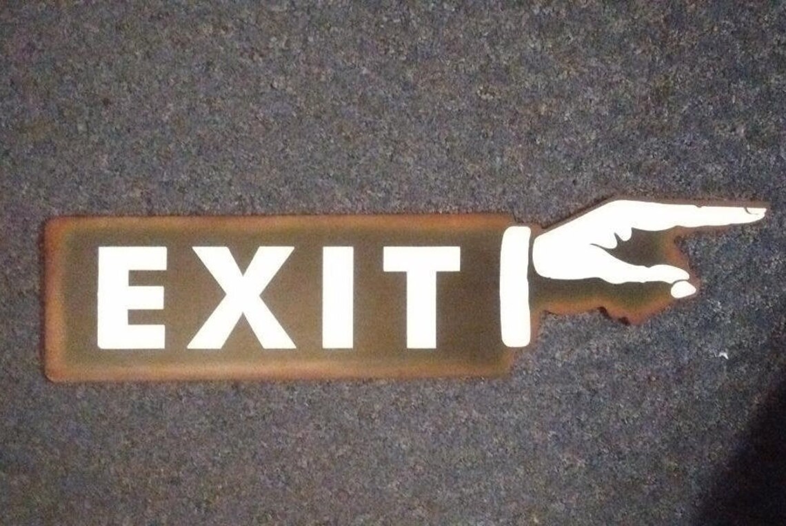 EXIT Pointing Finger Metal Sign Shop Stores Bar Garage Home - Etsy