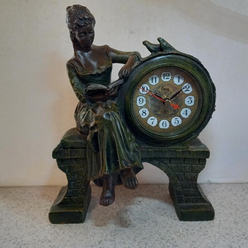 Victorian Lady Clock Battery Desk Table Home Office - Etsy