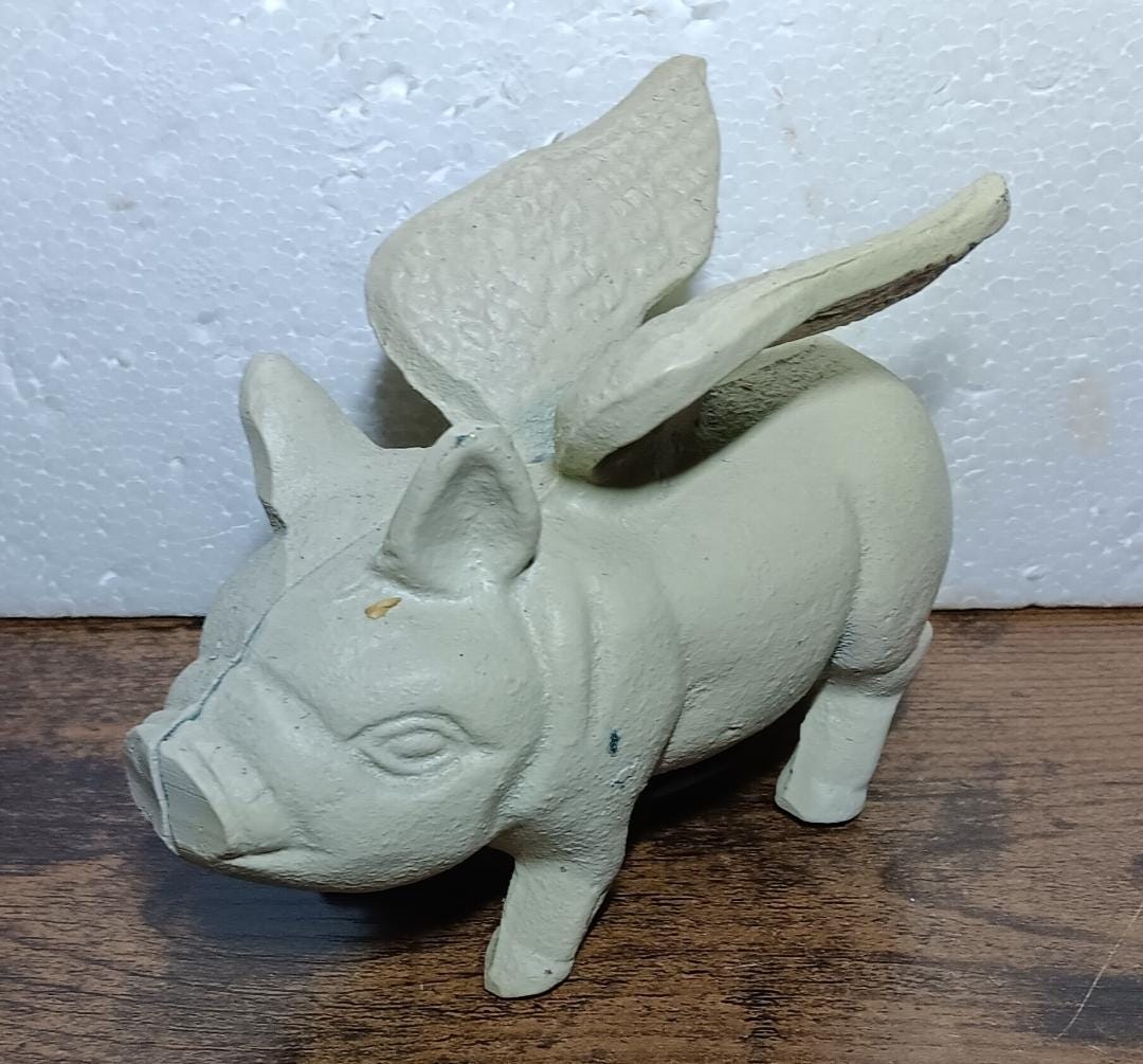 Pig With Wings Bank 5 Inch Cast Iron Home Office Shelf Decor - Etsy