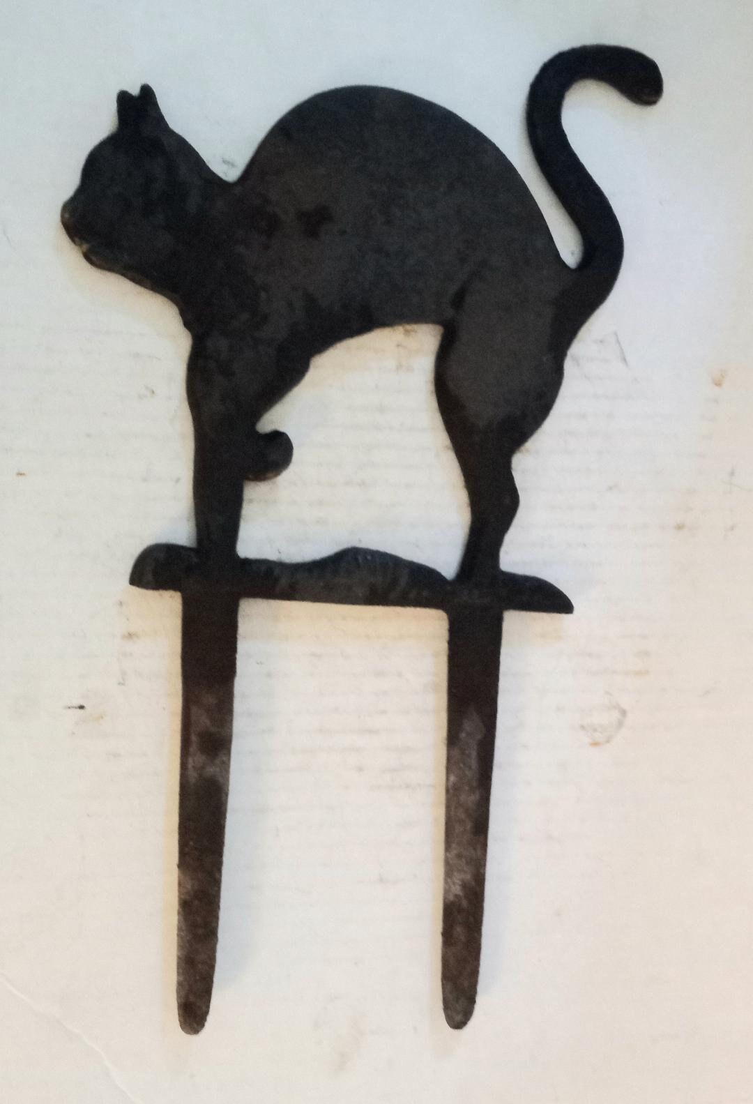 Cat Yard Stake 8 Inch Black Cast Iron Gift Home Office Entry Way Decor ...