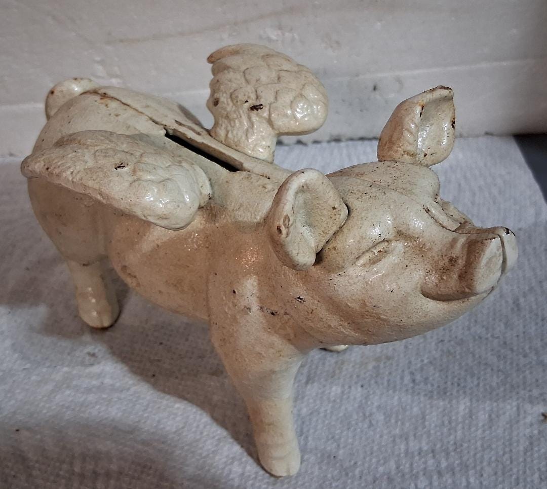 Pig With Wings 8 Inch Cast Iron Home Office Shelf Decor - Etsy
