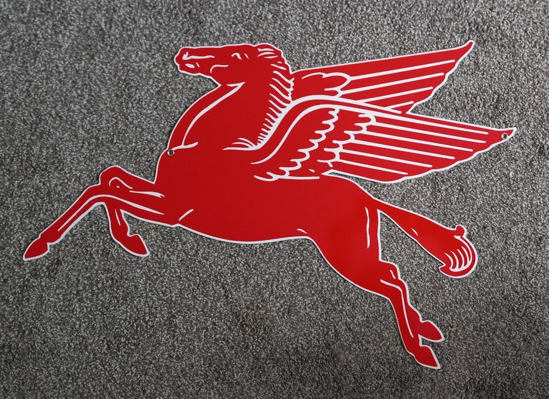 Mobilgas Pegasus Sign Faces Left Heavy Metal Sign Home Garage Gas ...