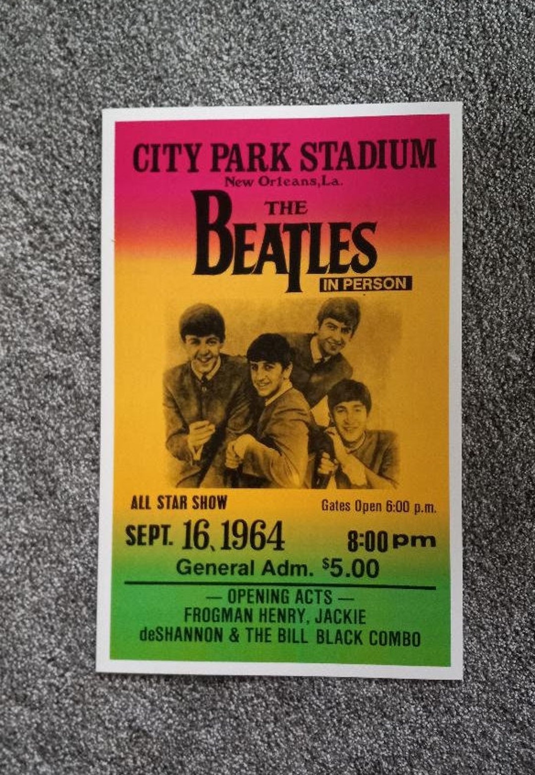 Beatles City Park Stadium Concert Poster Heavy Cardstock 14 X 22 - Etsy