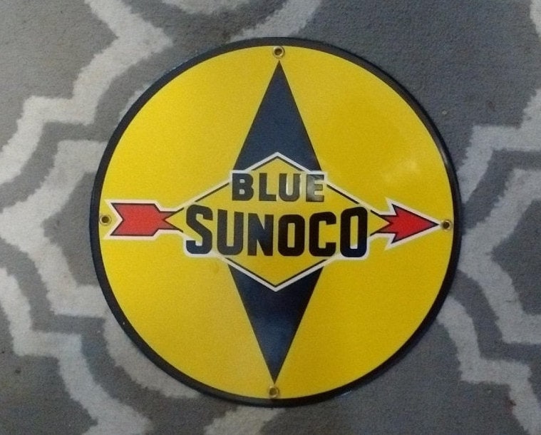 Blue Sunoco Porcelain Sign Home Office Garage Shop Bar Decor - Etsy