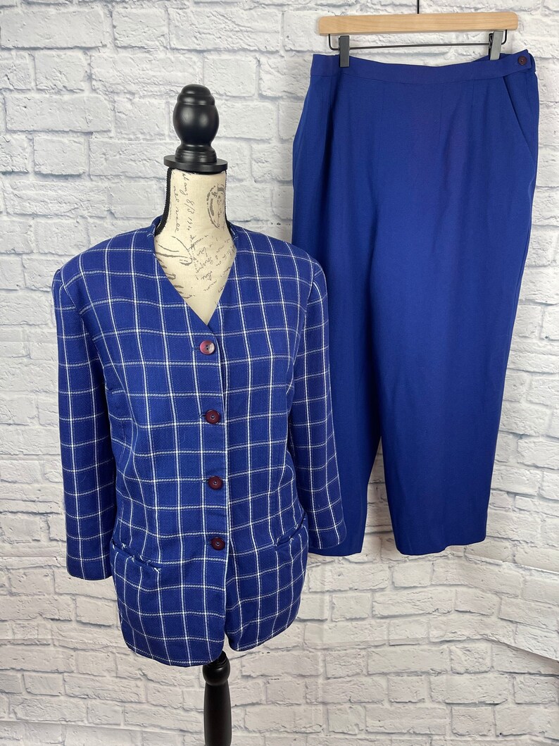 Pendleton Plus Pants Suit Blazer and Pants Size 20W Blue White - Etsy