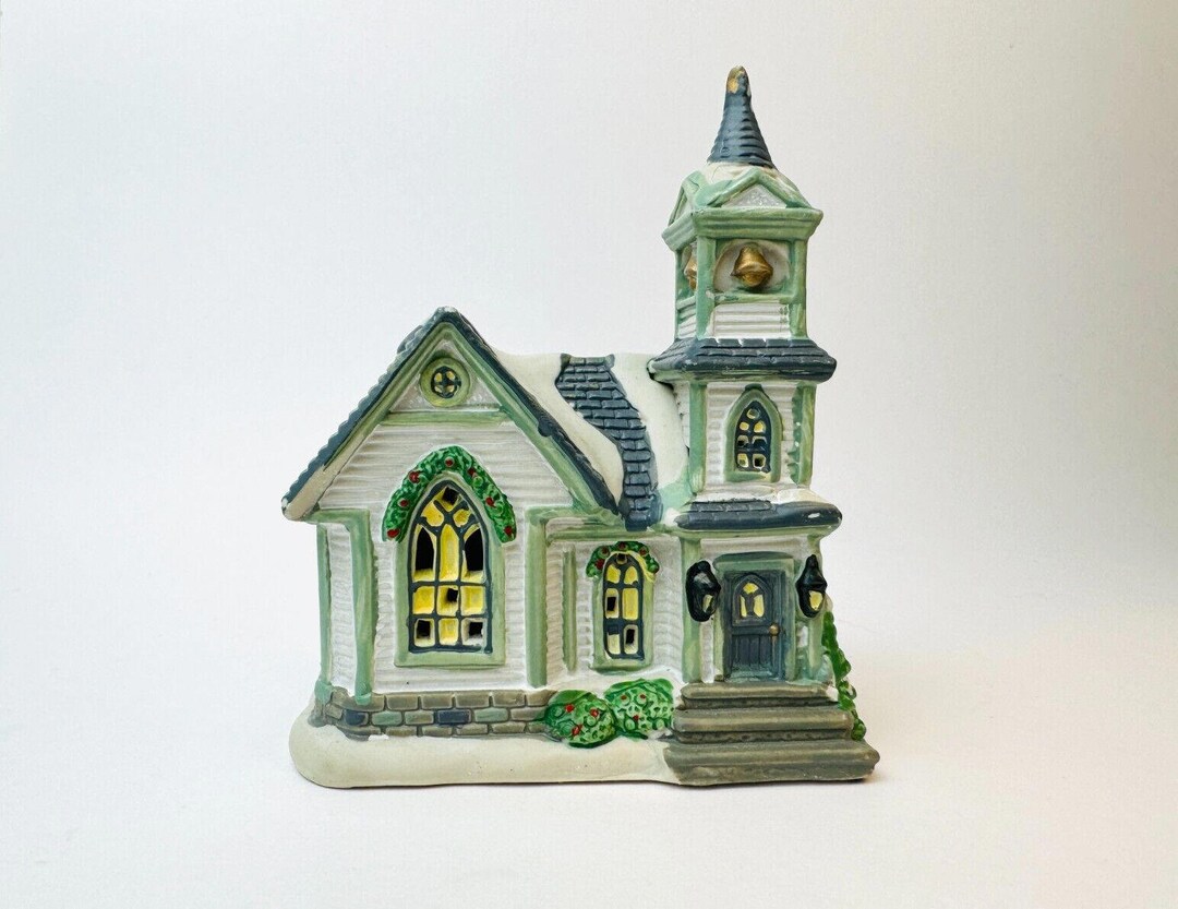 Vintage Christmas Village House Country Church Ceramic Vintage ...