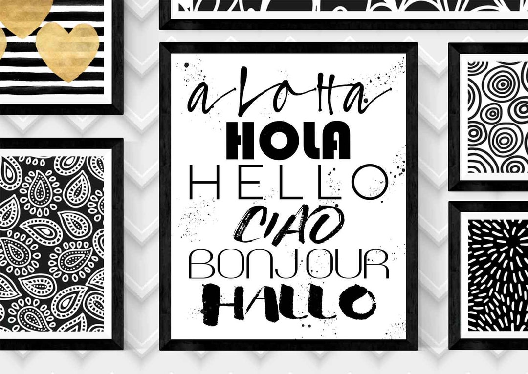 6 Ways to Say HELLO, Entry Hall, Foyer, Digital Wall Art, Digital ...